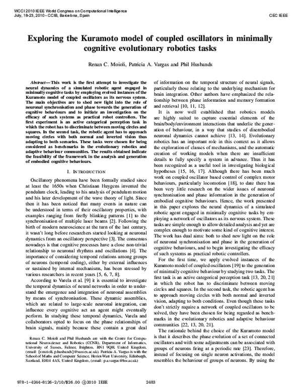 (PDF) Exploring the Kuramoto model of coupled oscillators in minimally cognitive evolutionary ...