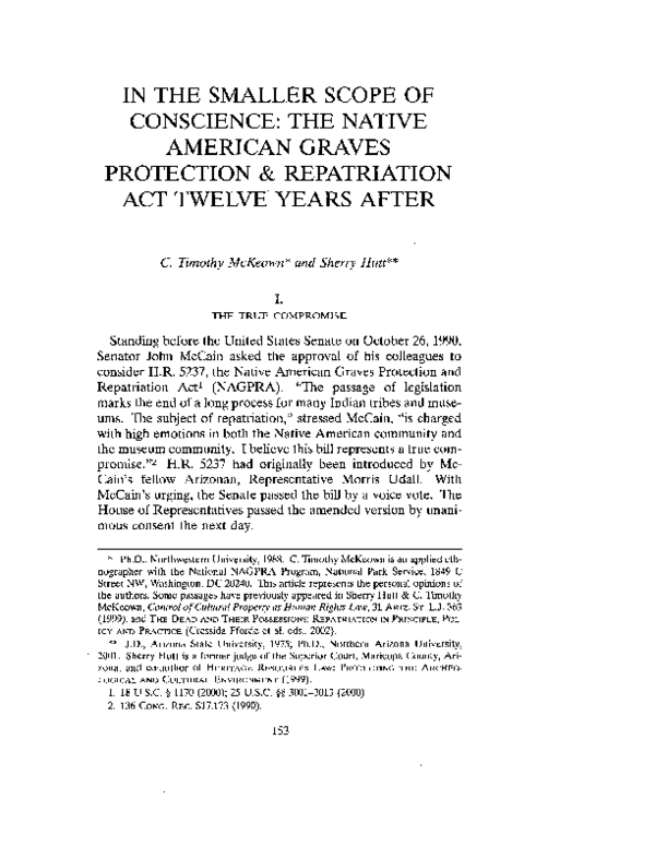 (PDF) In the Smaller Scope of Conscience: the Native American Graves ...