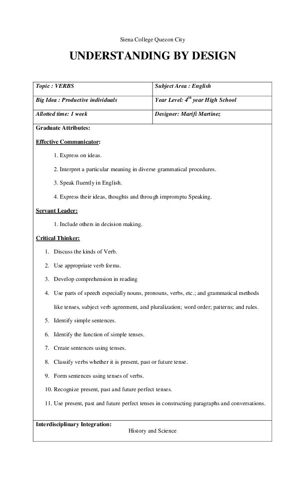 (DOC) Example UBD in the Philippines (marifiMartinez) | Maye Fernandez ...