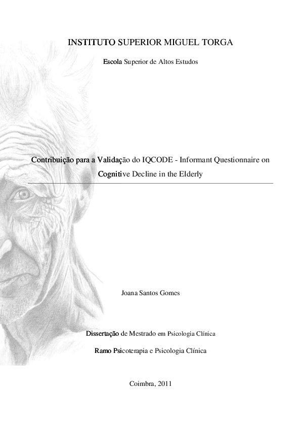 Pdf Contribuição Para A Validação Do Iqcode Informant Questionnaire On Cognitive Decline In