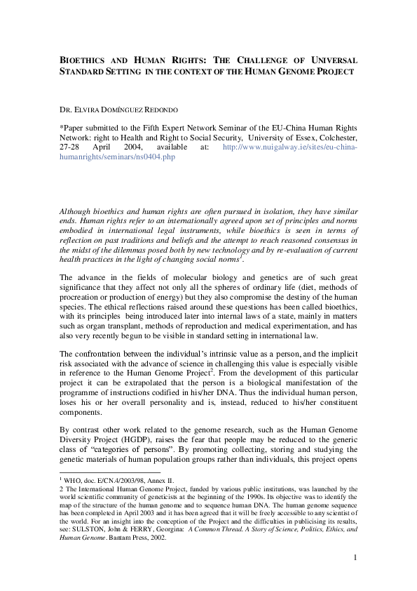 (PDF) Bioethics and Human Rights: The Challenge of Universal Standard ...
