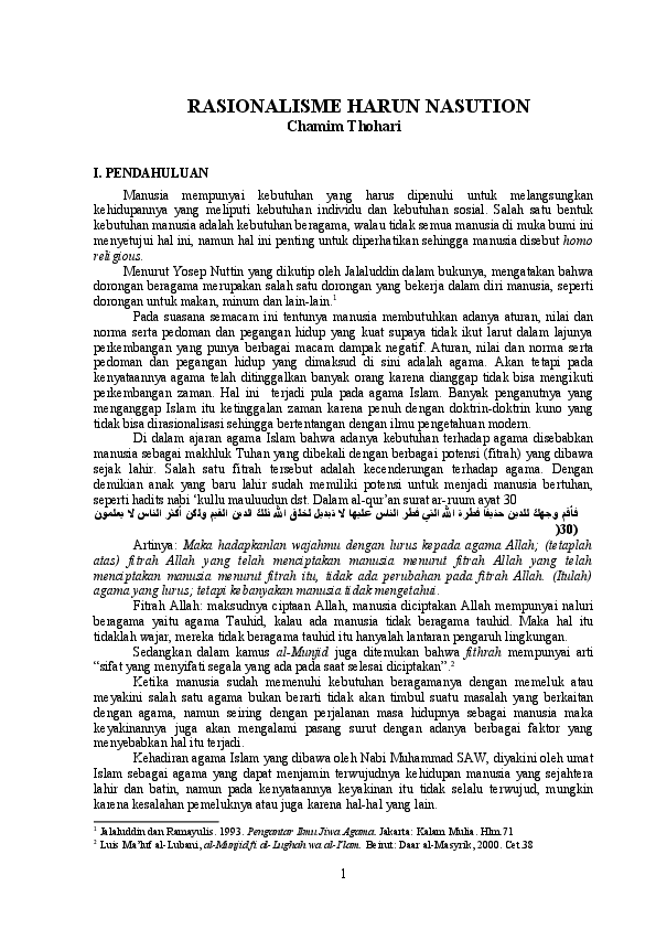 (DOC) Rasionalisme Pemikiran Harun Nasution