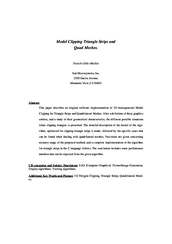 Model Clipping Triangle Strips and Quad Meshes