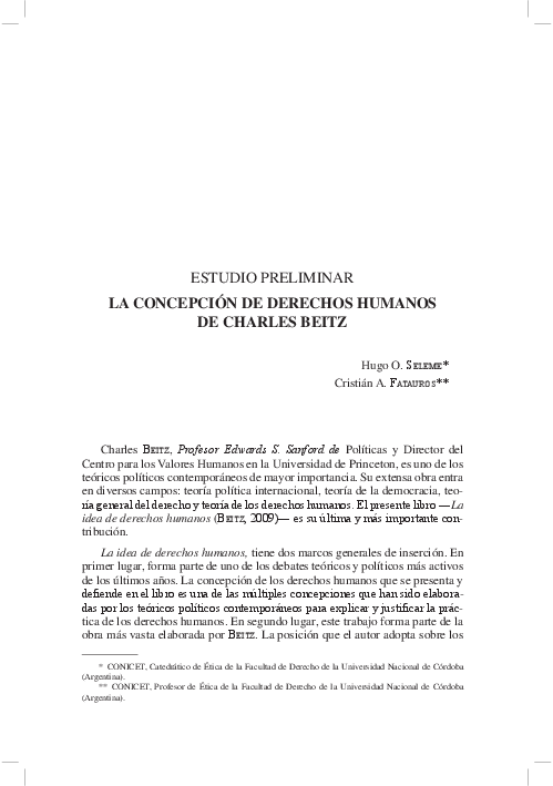 (PDF) La Concepción de Derechos Humanos de Charles Beitz