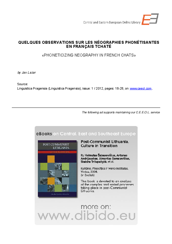 (PDF) Quelques observations sur les néographies photisantes en francais ...