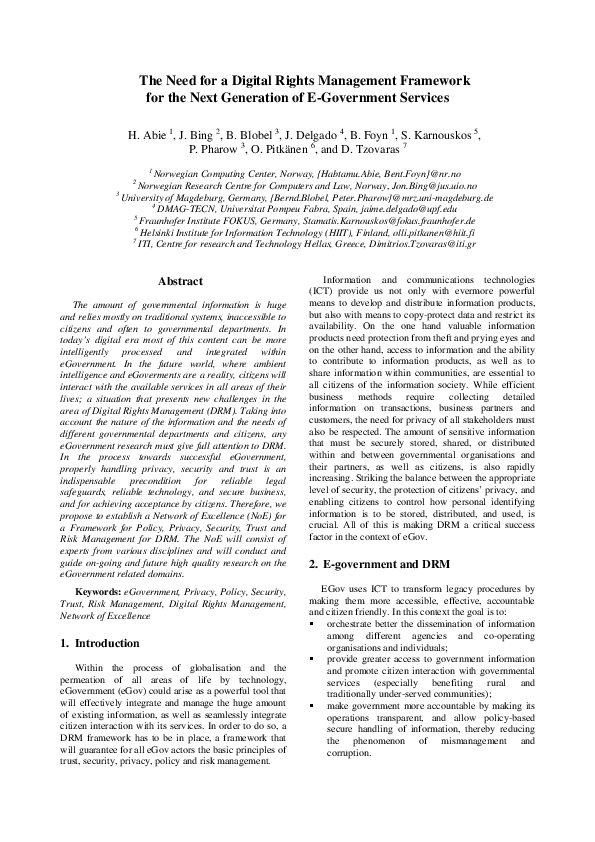 (PDF) The Need for a Digital Rights Management Framework for the Next ...