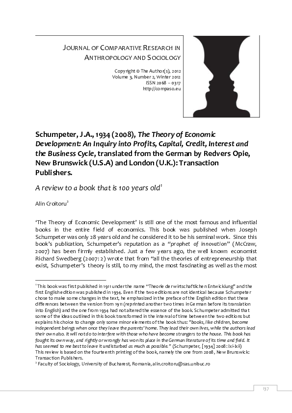 (PDF) Schumpeter, J.A., 1934 (2008), The Theory of Economic Development ...