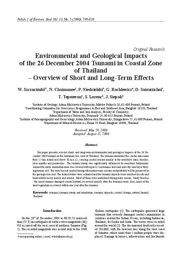 (PDF) Environmental and geological impacts of the 26 December 2004 ...