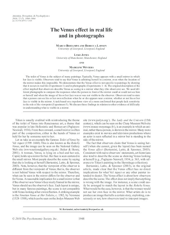 (PDF) The Venus effect in real life and in photographs