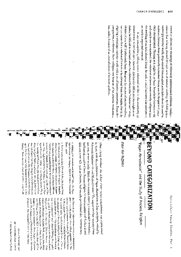 (PDF) 2012. Beyond Categorisation. "Pagan monotheism" and the study of ...