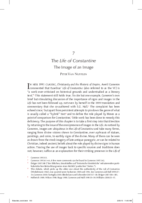 (PDF) 2013. The Life of Constantine. The Image of an Image, in; A ...