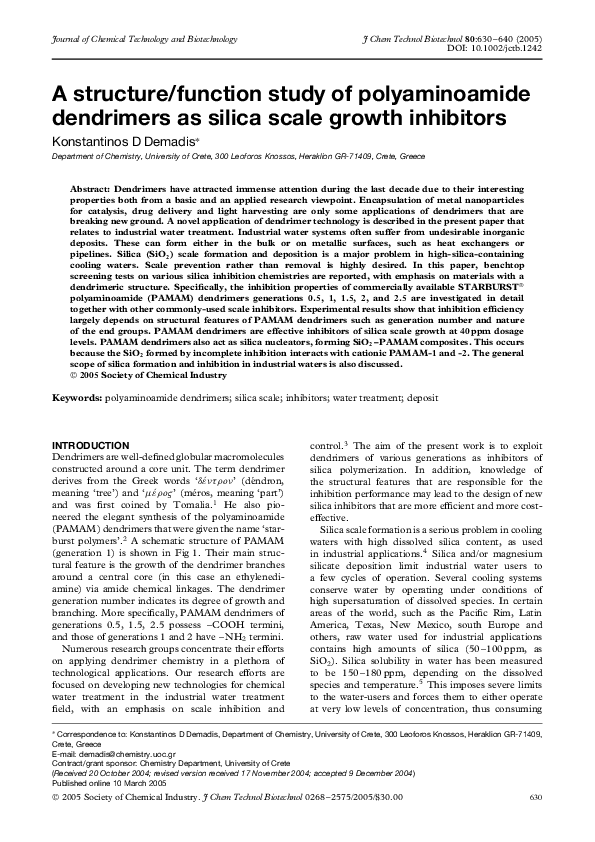 (PDF) A Structure/Function Study of Polyaminoamide (PAMAM) Dendrimers ...