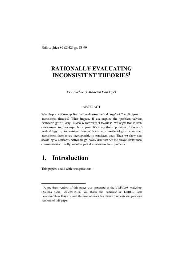 Rationally Evaluating Inconsistent Theories
