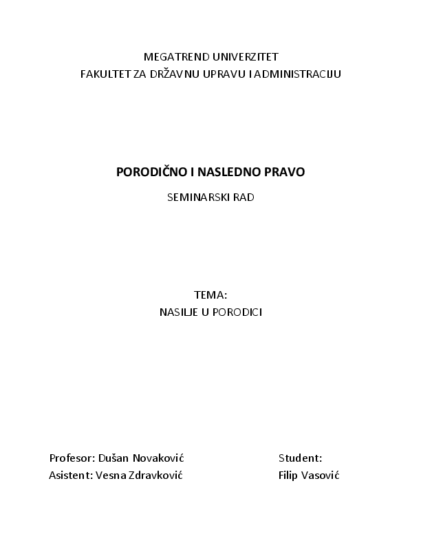 (DOC) Seminarski rad Porodicno i nasledno pravo