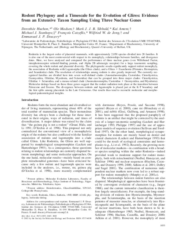 (PDF) Rodent phylogeny and a timescale for the evolution of glires ...