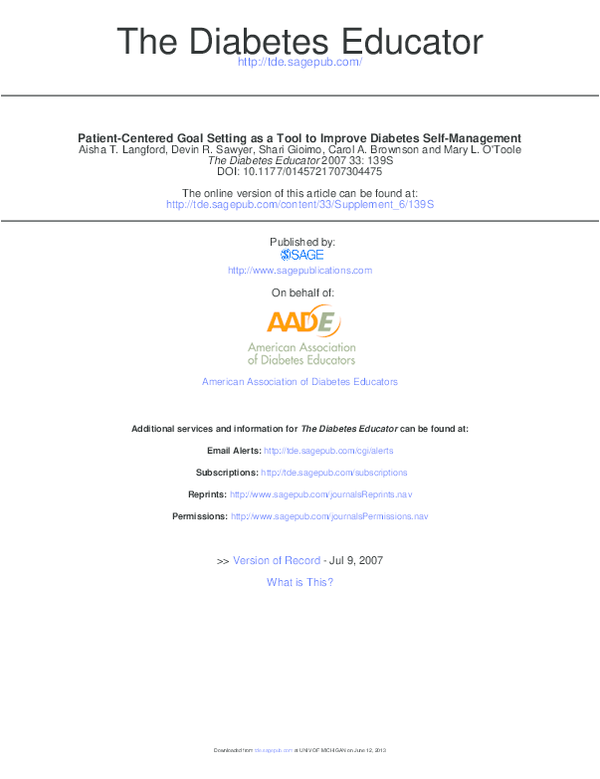 (PDF) Patient-centered goal setting as a tool to improve diabetes self ...