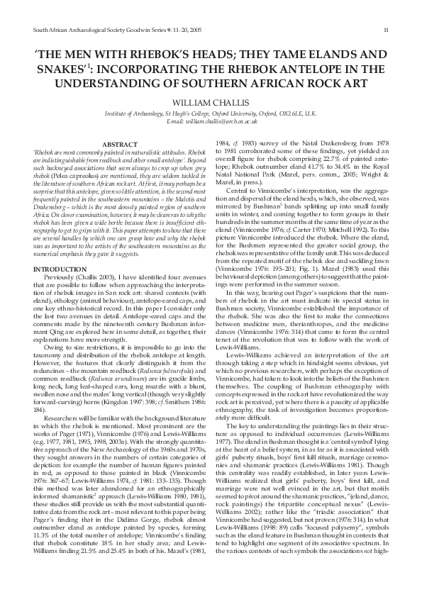 (PDF) ‘The men with rhebok’s heads; they tame elands and snakes ...