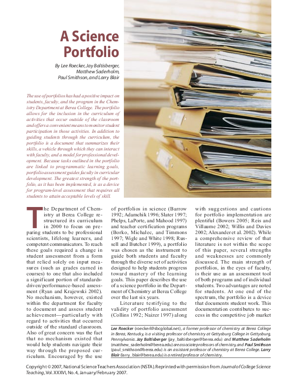 (PDF) A Science Portfolio