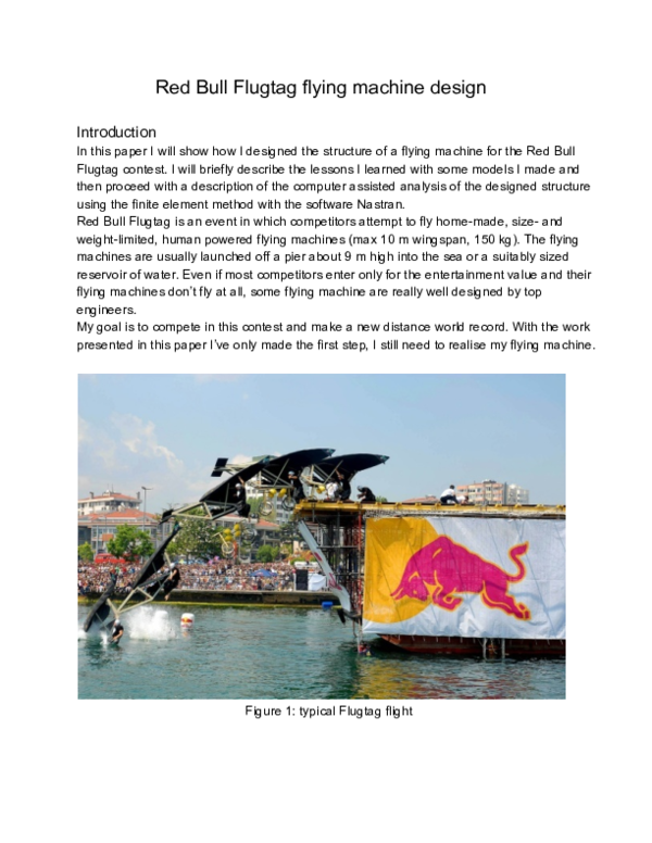 (PDF) Red Bull Flugtag flying machine design