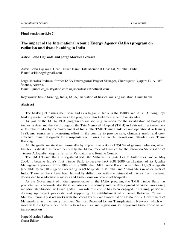 (PDF) The impact of the International Atomic Energy Agency (IAEA ...