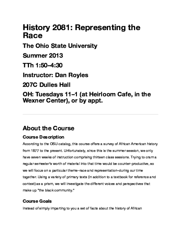 (PDF) History 2081: African American History, 1877-Present (Ohio State ...