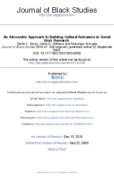 (PDF) An Afrocentric Approach to Building Cultural Relevance in Social ...