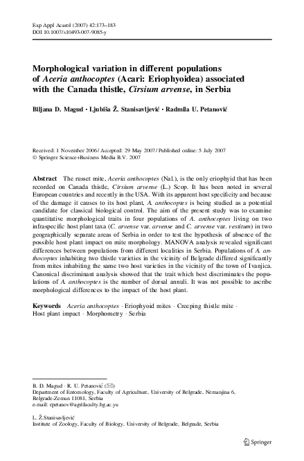 (PDF) Morphological variation in different populations of Aceria ...