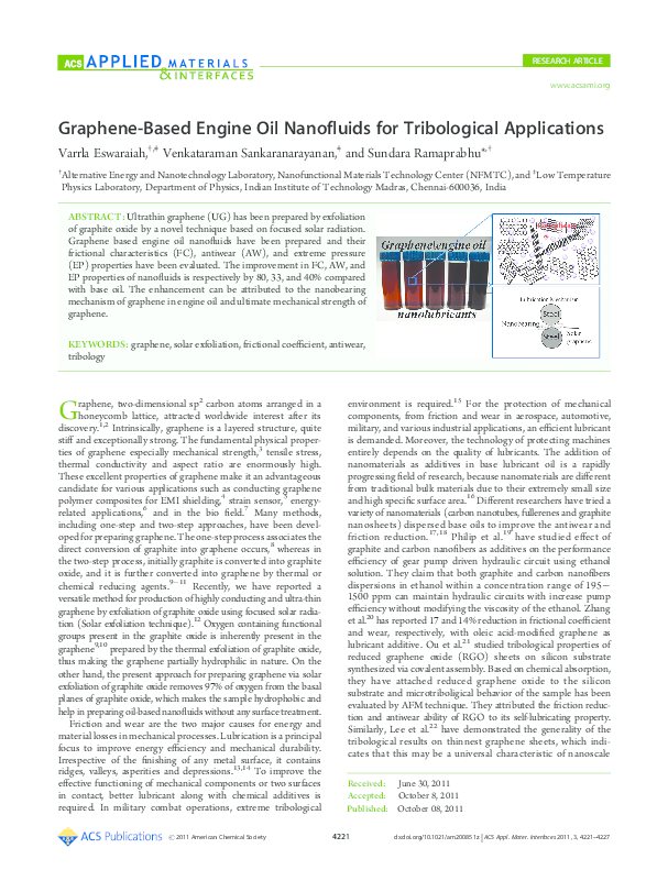 (PDF) Graphene based engine oil nanofluids for tribological applications