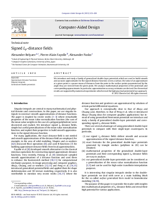 (PDF) Signed Lp-distance fields
