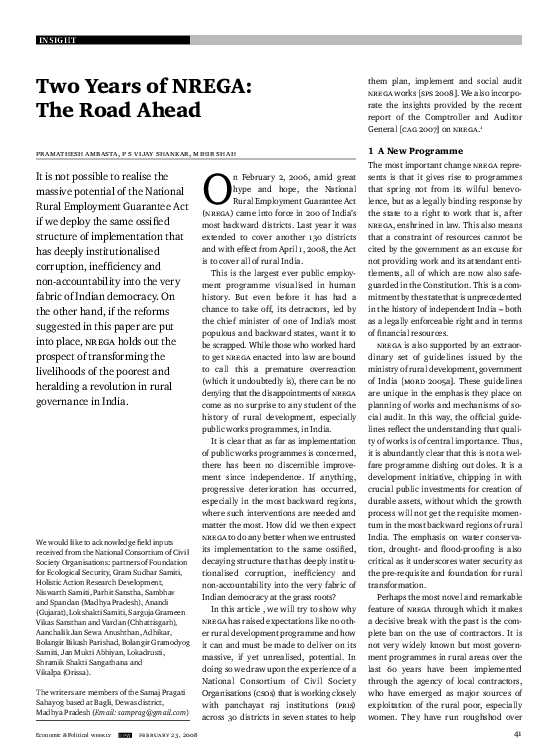 (PDF) Two Years of NREGA