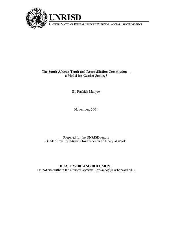 (PDF) The South African Truth and Reconciliation Commission— a Model ...