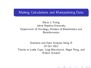 Making Calculations and Manipulating Data in R
