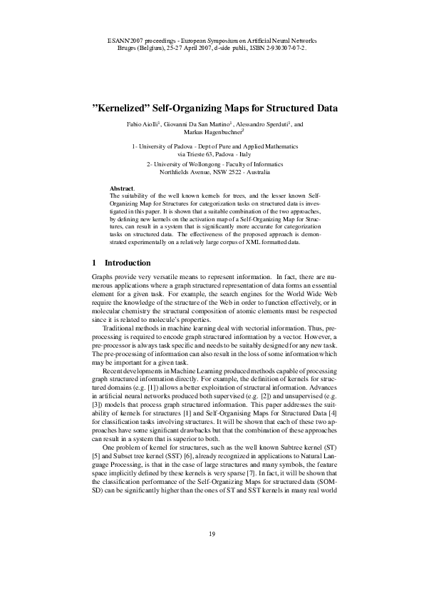 (PDF) Kernelized" Self-Organizing Maps for Structured Data