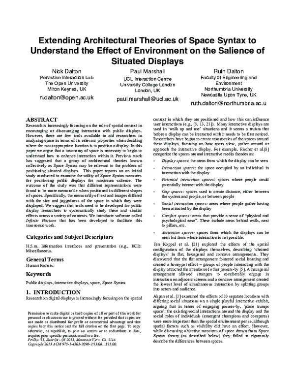 Pdf Extending Architectural Theories Of Space Syntax To Understand
