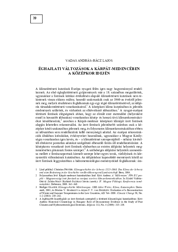 (PDF) Vadas András-Rácz Lajos 2010: Éghajlati változások a Kárpát-medencében a középkor idején ...
