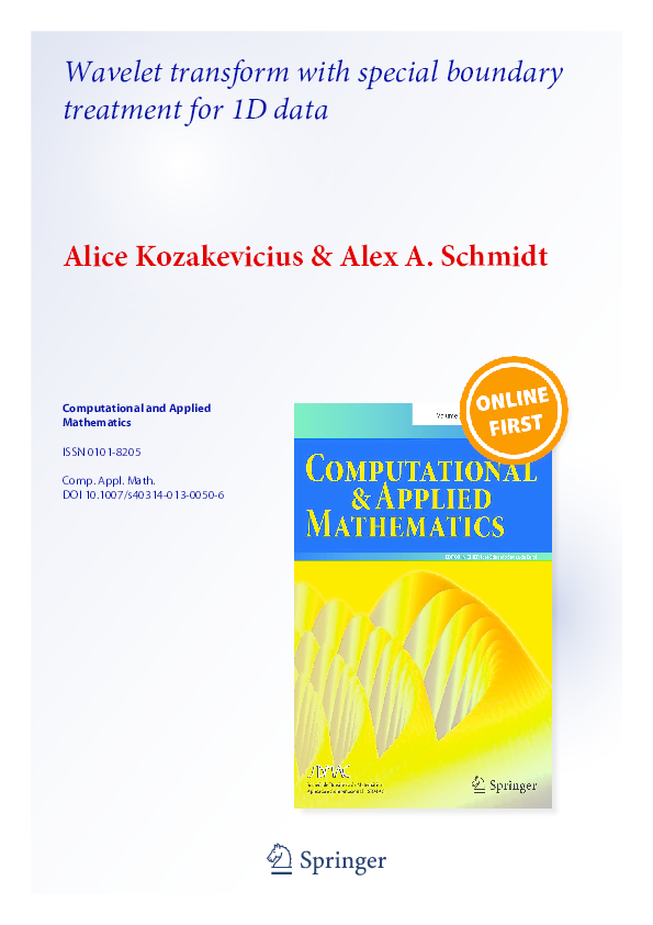 (PDF) Wavelet transform with special boundary treatment for 1D data