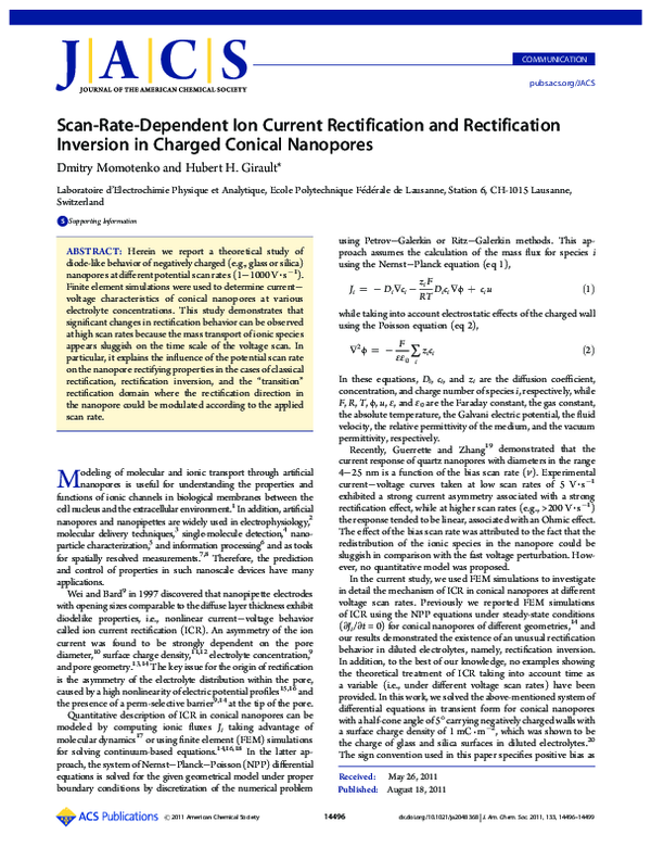 (PDF) Scan-rate-dependent ion current rectification and rectification ...