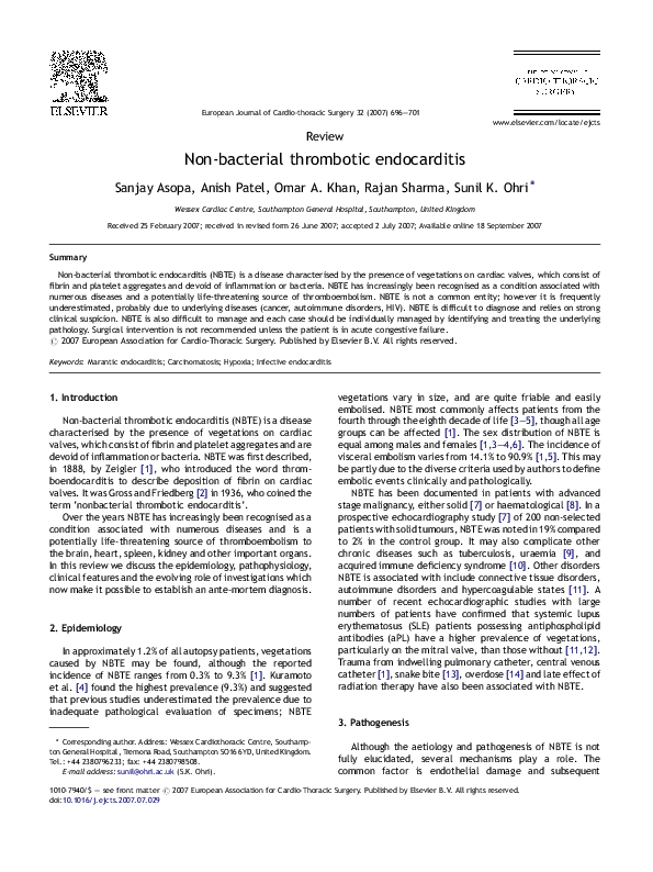 (PDF) Nonbacterial thrombotic endocarditis
