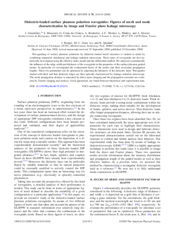 (PDF) Dielectric-loaded surface plasmon polariton waveguides: Figures of merit and mode ...