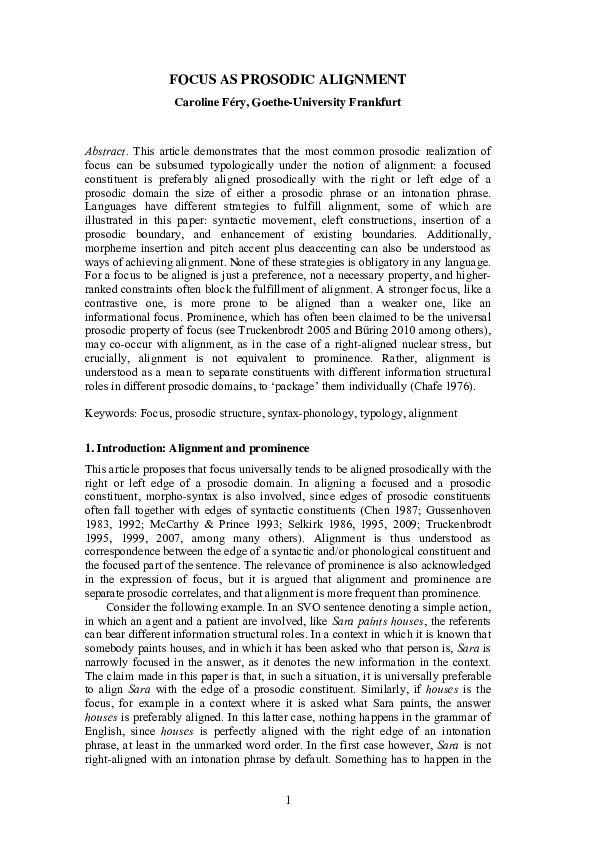 (PDF) Focus and Alignment