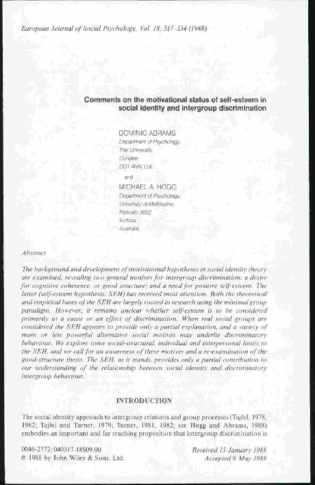 (PDF) motivational status of self esteem