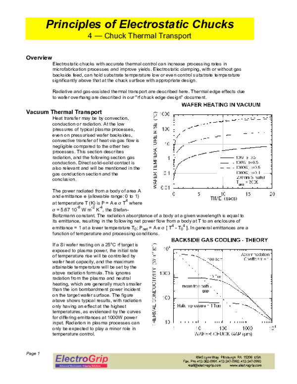 (PDF) Electrostatic Chucks: Thermal Control