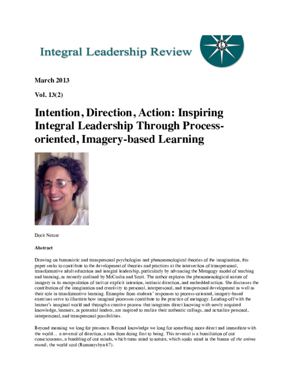 (PDF) Intention, Direction, Action: Inspiring Integral Leadership ...