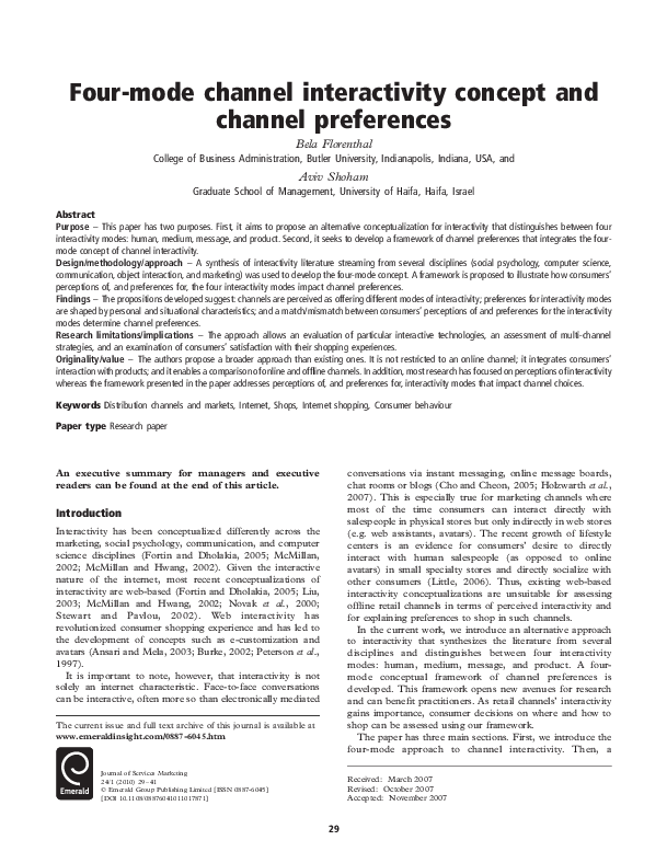 (PDF) Four-mode channel interactivity concept and channel preferences