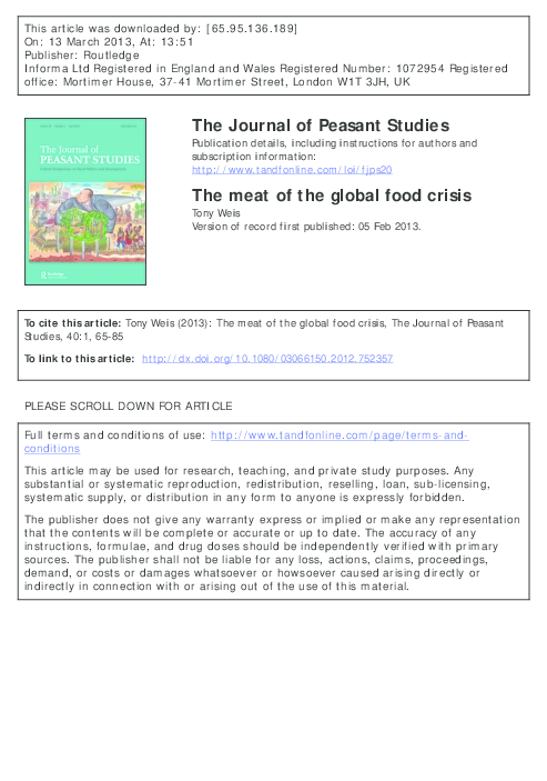 (PDF) The Meat of the Global Food Crisis