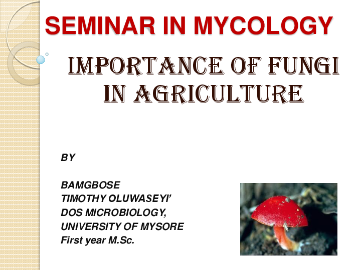 (PPT) Importance of Fungi in Agriculture ppt