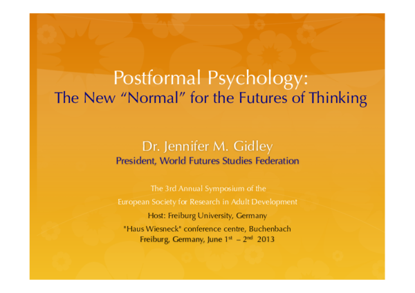 (PDF) Postformal Psychology: The new 'Normal' for the Futures of Thinking.