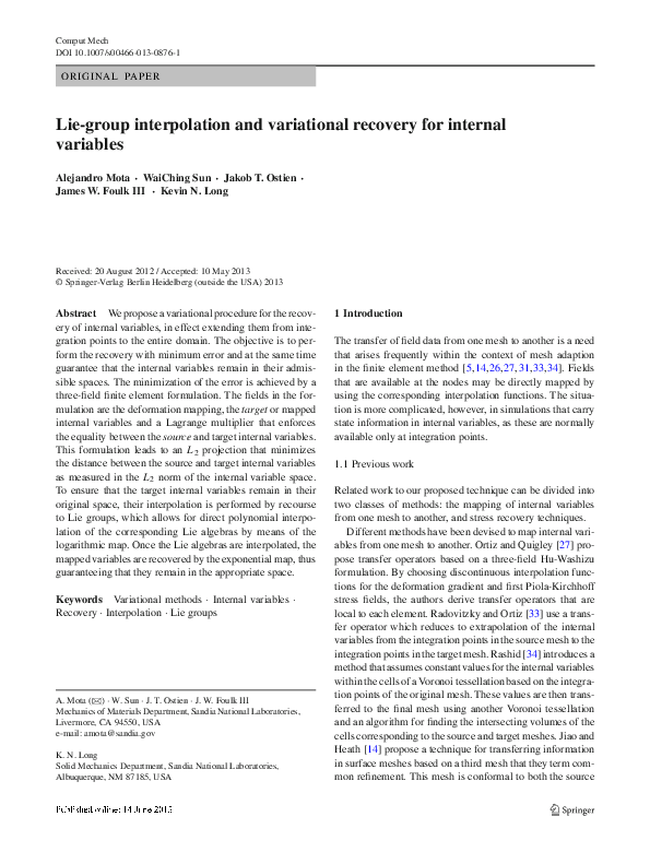 Pdf Lie Group Interpolation And Variational Recovery For Internal