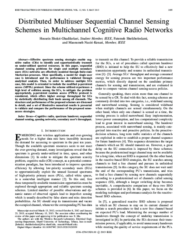 (PDF) Distributed multiuser sequential channel sensing schemes in multichannel cognitive radio ...