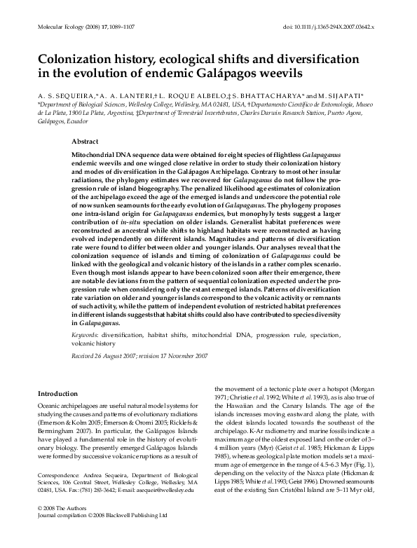 (PDF) Colonization history, ecological shifts and diversification in ...